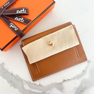 Hermes | Bags | Hermes Kelly Compact Pocket Wallet Brown Gold Hardware ...